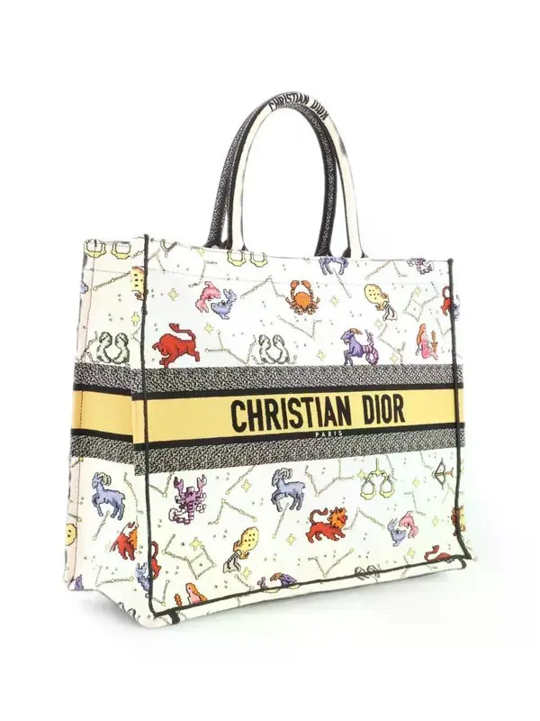 Dior Book Embroidered Canvas Large Tote Bag