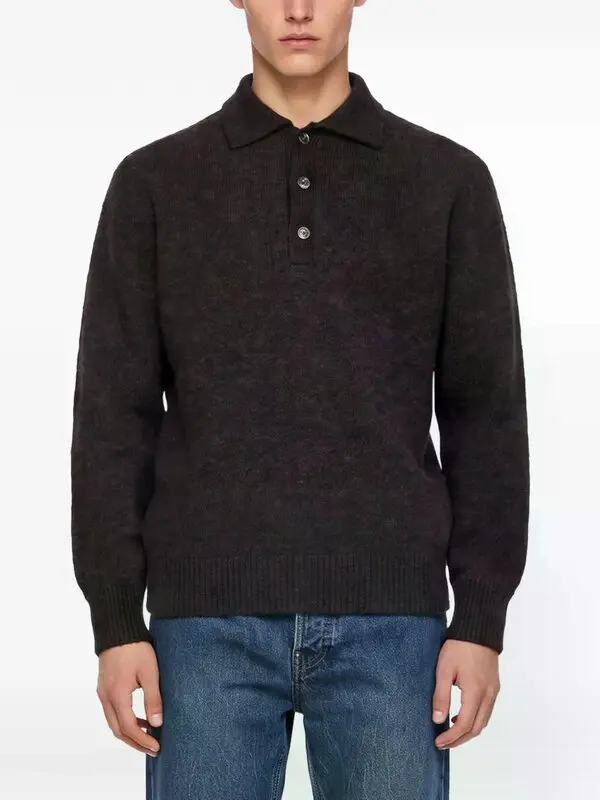 ANOTHER ASPECT Knitted Long-sleeve Polo Shirt