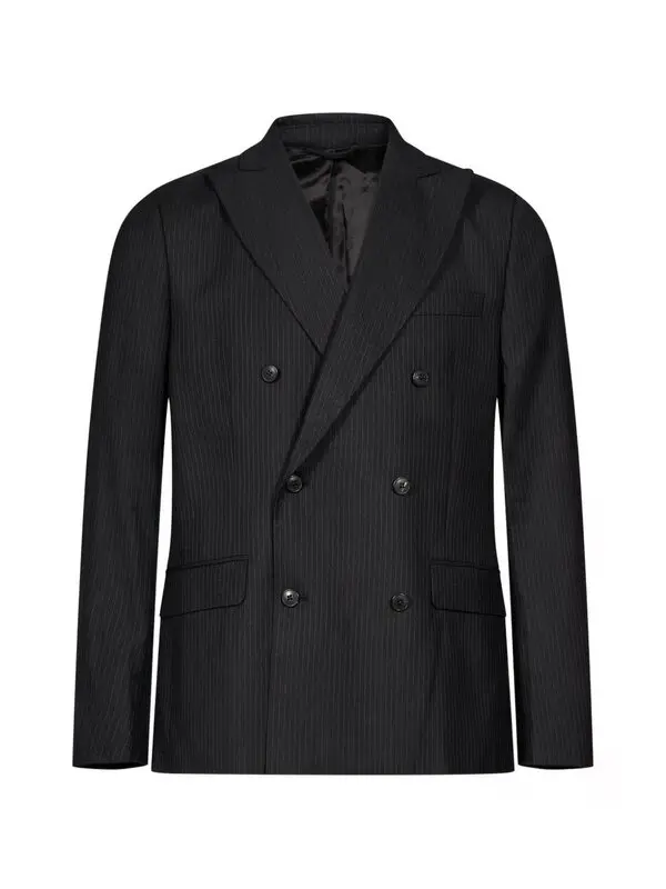 ANOTHER ASPECT Pinstriped Double-breasted Jacket