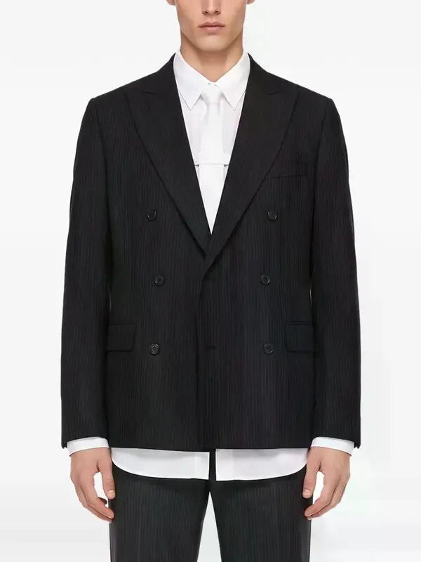 ANOTHER ASPECT Pinstriped Double-breasted Jacket