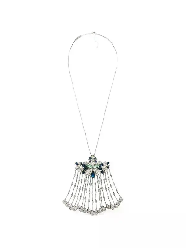 Rabanne Strass Jewel Necklace In And Blue - Silver