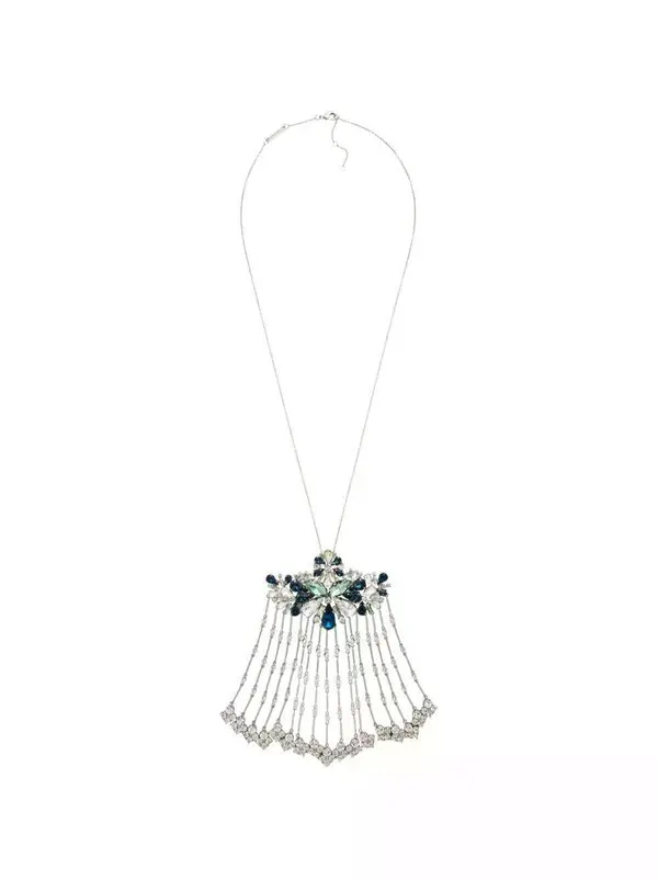 Rabanne Strass Jewel Necklace In And Blue - Silver