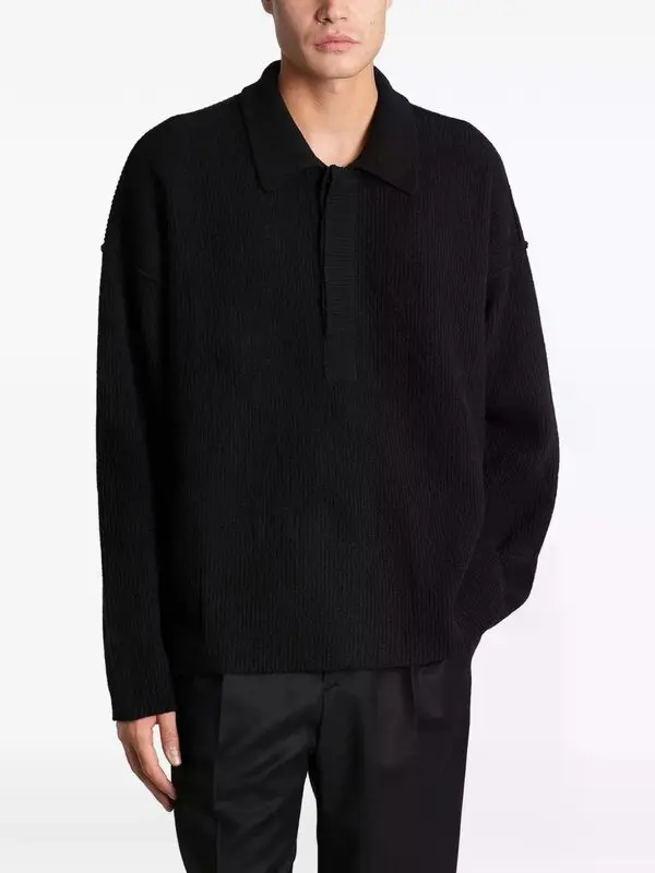 ROBERTO COLLINA Ribbed-knit Polo Shirt