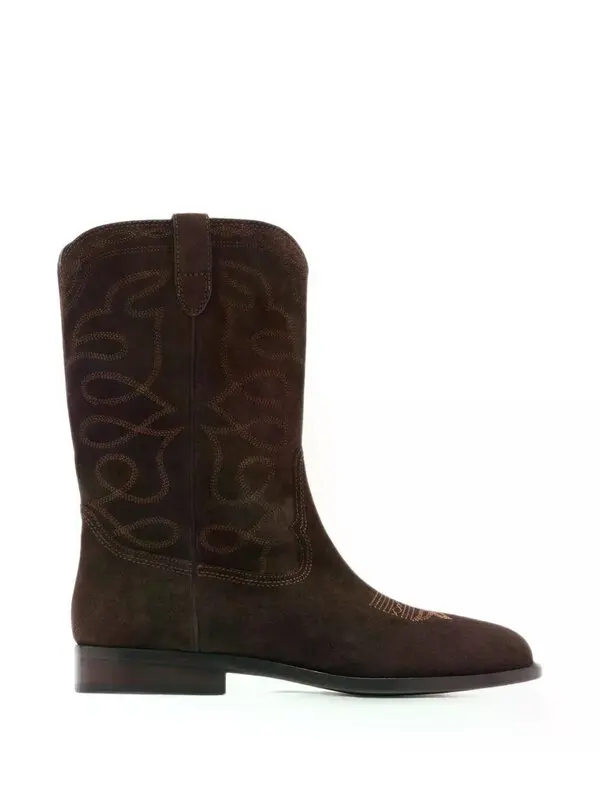 LOEFFLER RANDALL Jett Embroidered Suede Boots - Brown