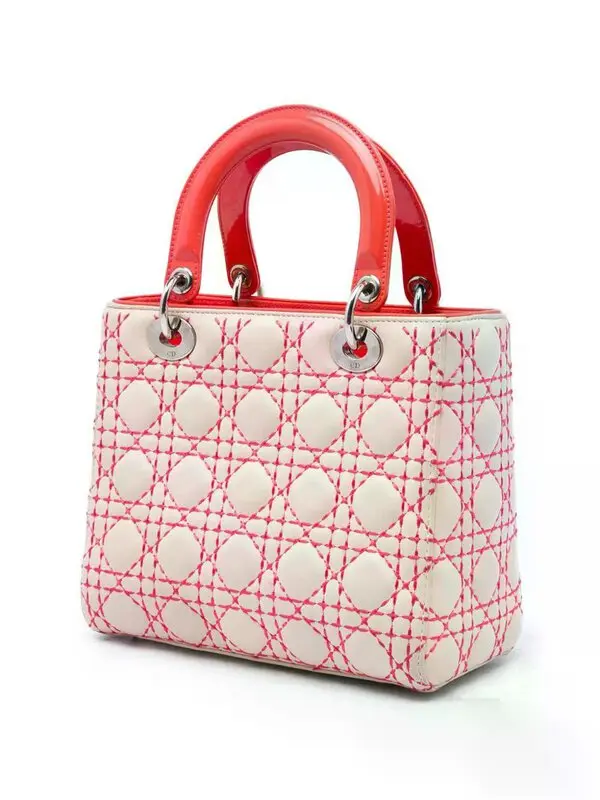 Dior 2012 Medium Lambskin Cannage Stitched Lady Satchel