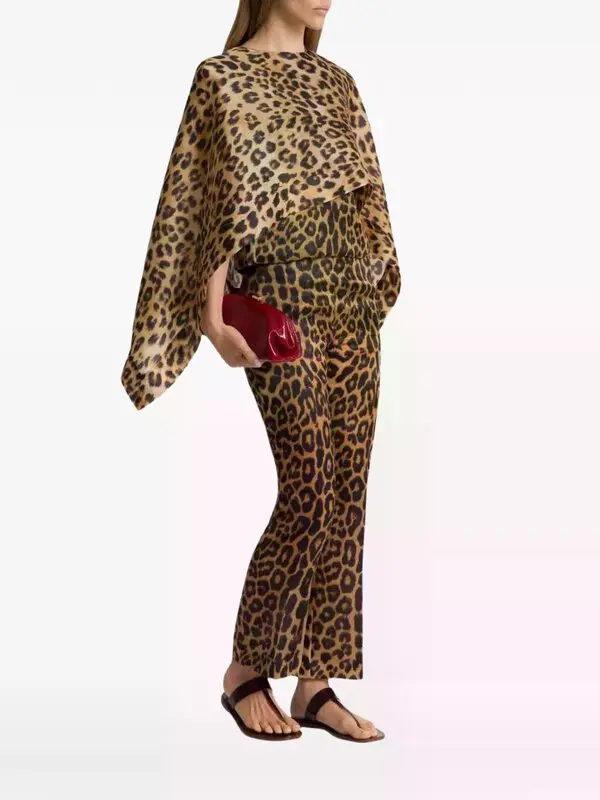 Alberta Ferretti Leopard-print Cape-style Top