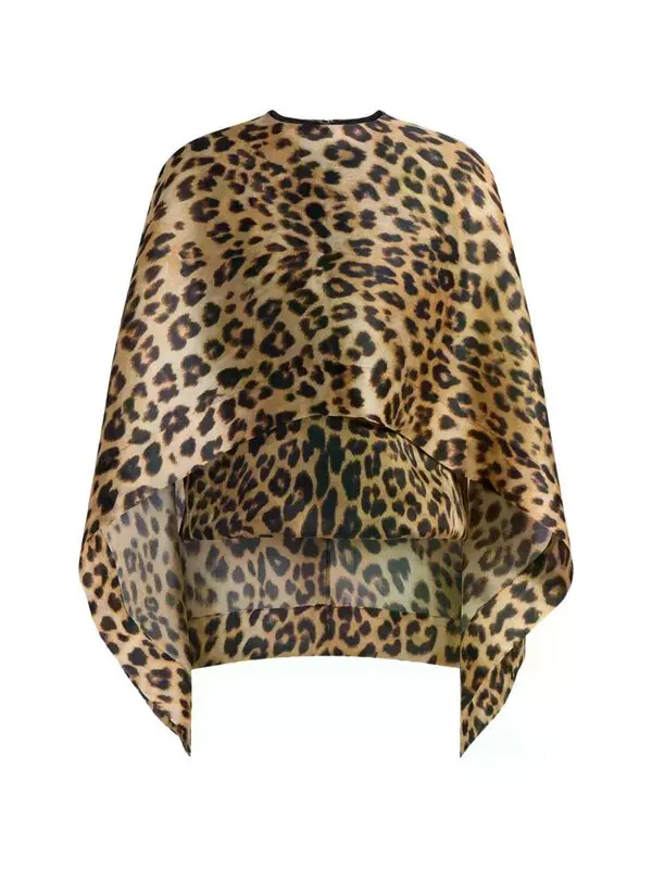 Alberta Ferretti Leopard-print Cape-style Top