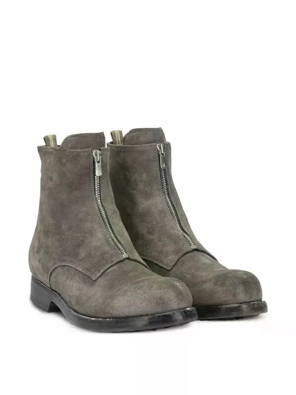 Officine Creative Front-zip Distressed-effect Boots