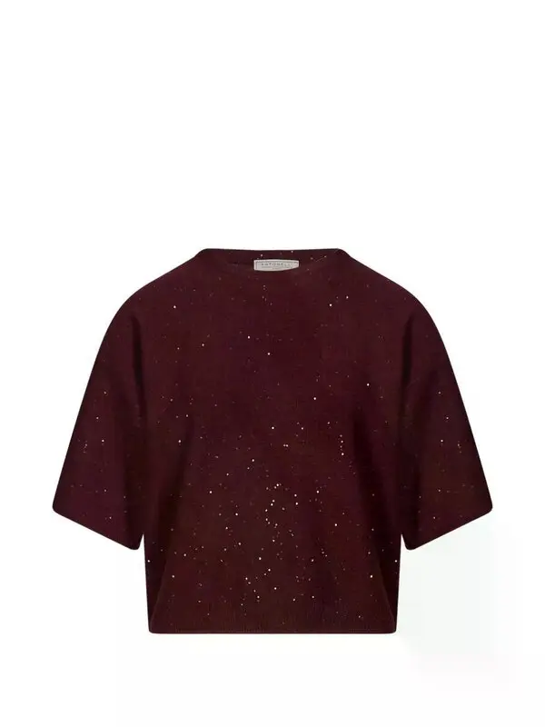 Antonelli Firenze Lucilla Sequin-embellished Short-sleeve Sweater