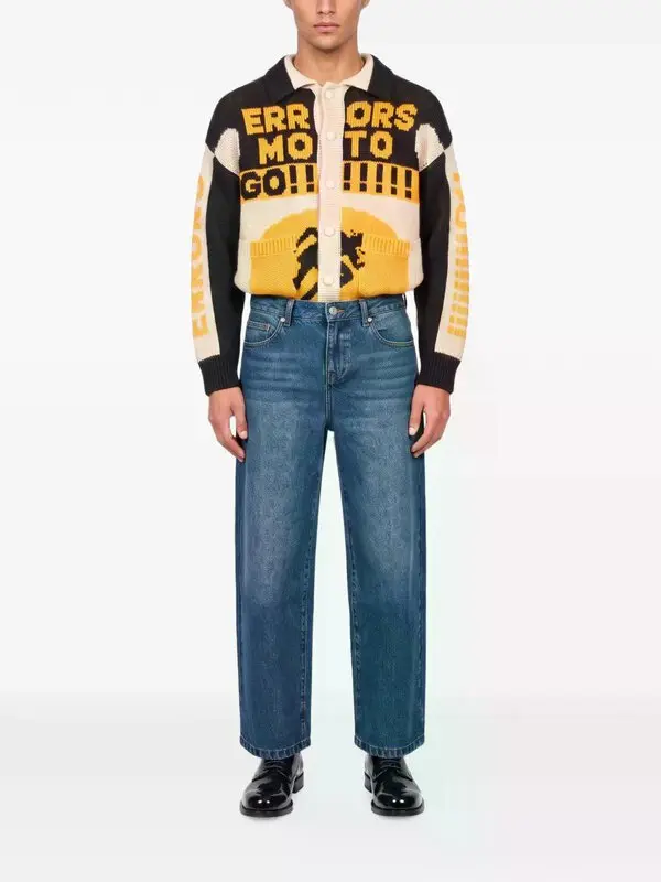 HOUSE OF ERRORS Embroidered Whiskered Straight-leg Jeans