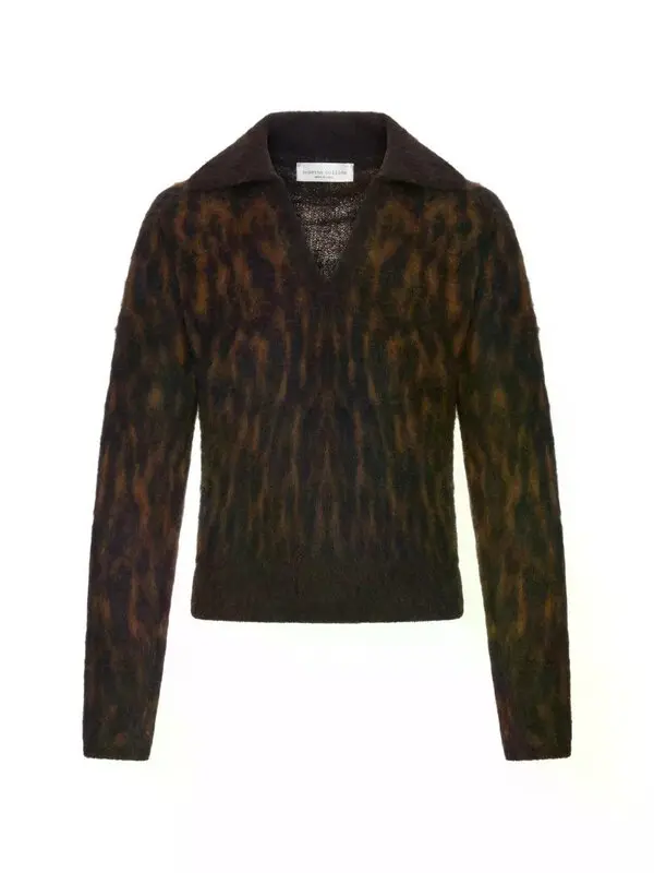 ROBERTO COLLINA Animal-print Alpaca Sweater - Brown