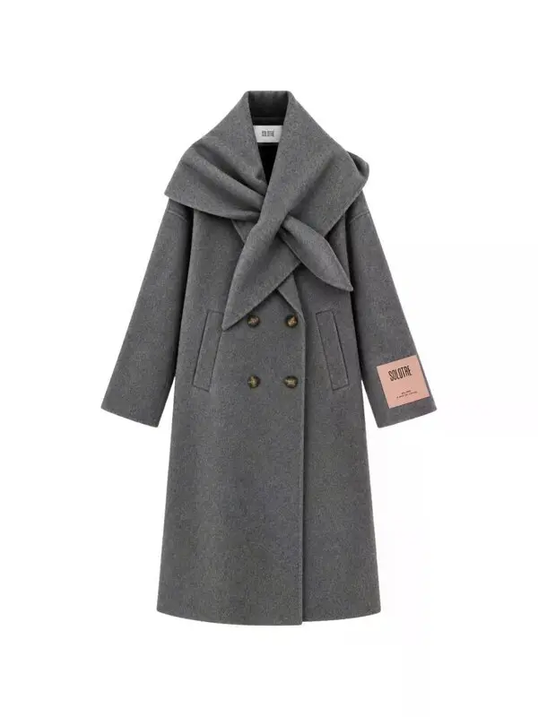 SOLOTRE Double-breasted Scarf-collar Coat