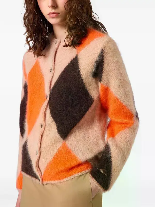 MSGM Argyle-pattern Button-up Cardigan