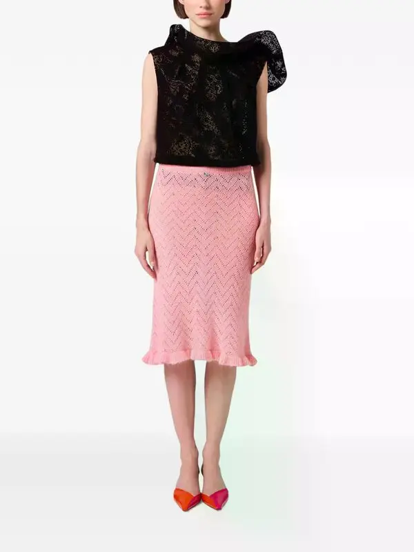 MSGM Chevron-knit Midi Skirt