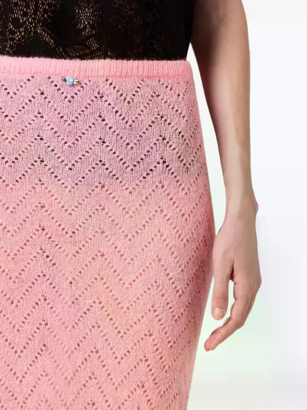 MSGM Chevron-knit Midi Skirt