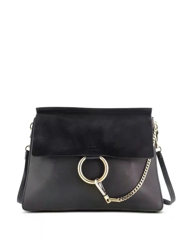 Chloé Faye Leather And Suede Medium Shoulder Bag - Black