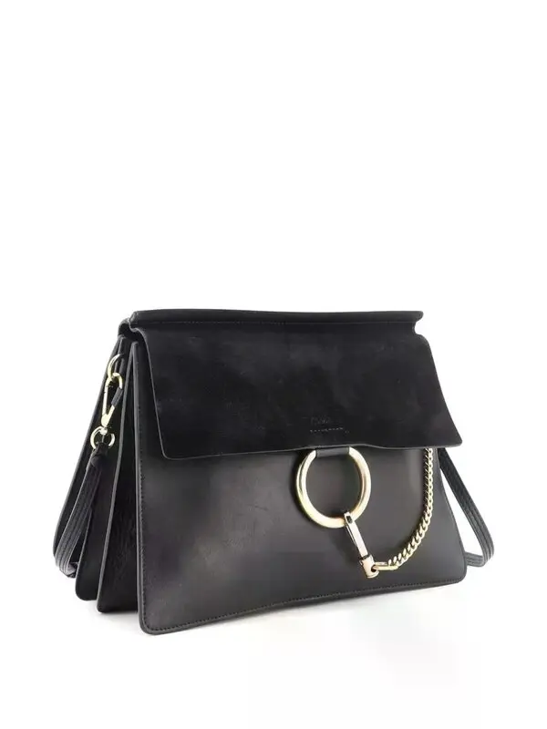 Chloé Faye Leather And Suede Medium Shoulder Bag - Black