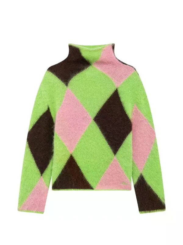 MSGM Argyle-pattern High-neck Sweater