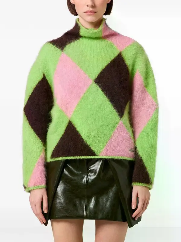 MSGM Argyle-pattern High-neck Sweater