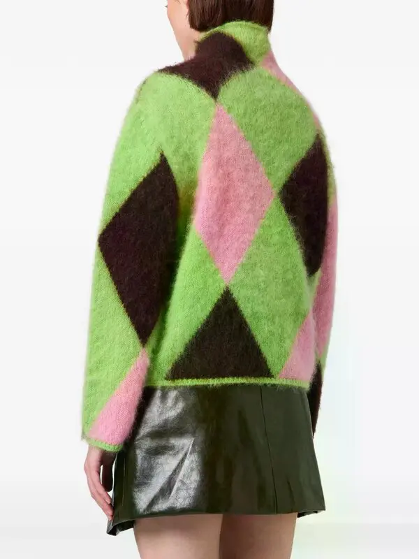 MSGM Argyle-pattern High-neck Sweater