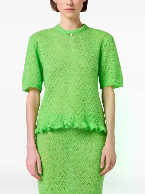 MSGM Zigzag-pointelle Ruffled Sweater