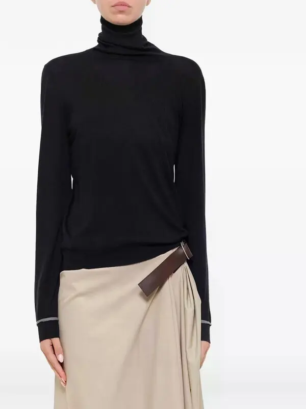 Loewe Piped-trim Turtleneck Sweater - Black