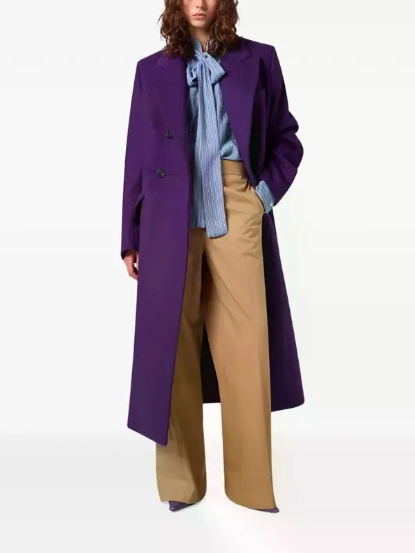 MSGM Asymmetric Pressed-crease High-waisted Tailored Trousers