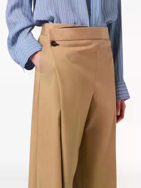 MSGM Asymmetric Pressed-crease High-waisted Tailored Trousers