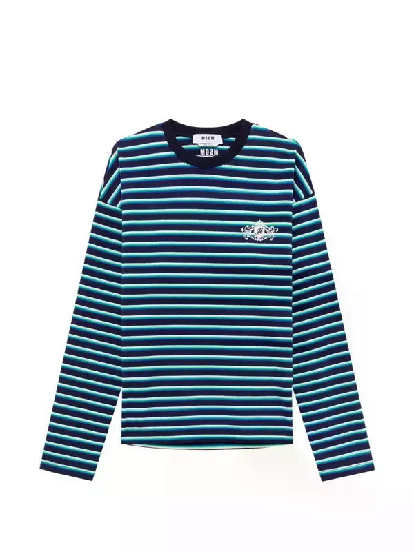 MSGM Striped Logo-embroidered Sweater