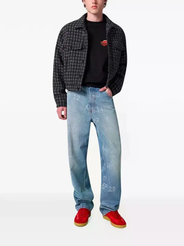 MSGM Graphic-print Raglan-sleeve Sweater