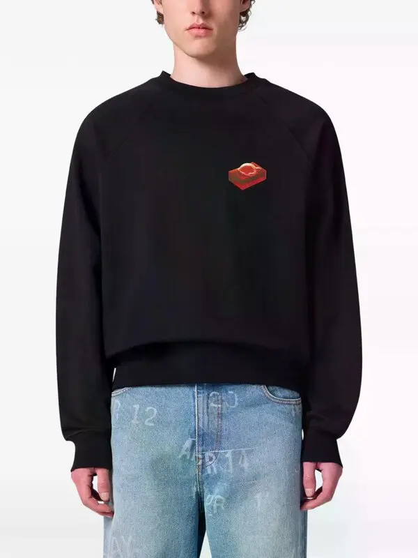 MSGM Graphic-print Raglan-sleeve Sweater