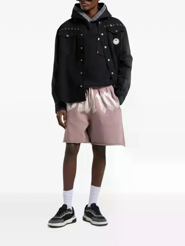 Palm Angels Logo-print Raw-cut Shorts