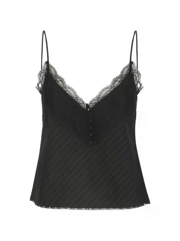 Andamane Pinstripe Lace-trim Top