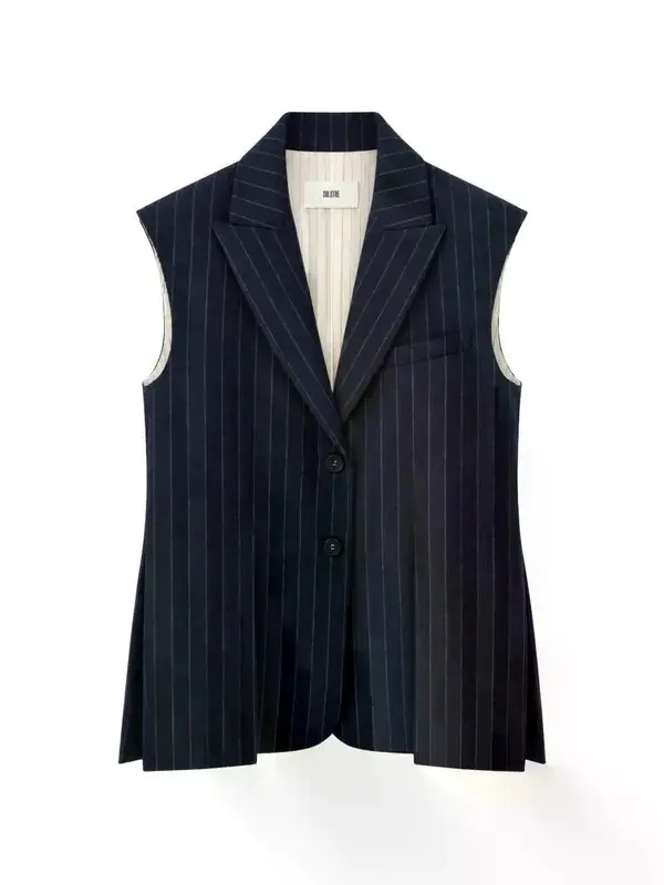 SOLOTRE Pinstripe-pattern Sleeveless Waistcoat