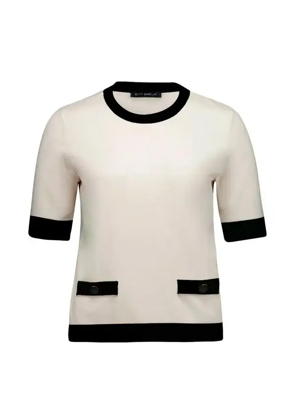 BETTY BARCLAY Short-sleeved Contrast-trim T-shirt - Neutrals