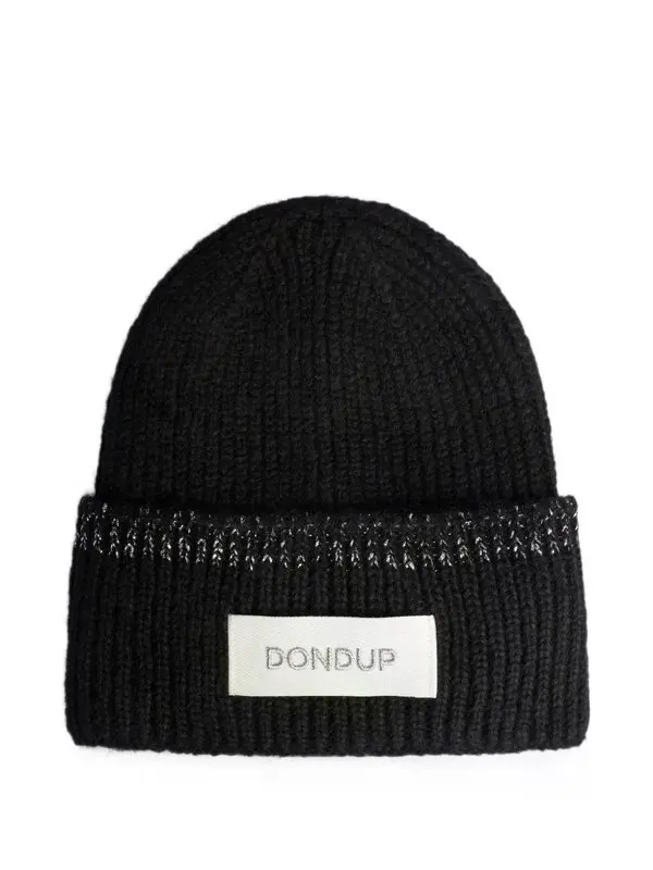 DONDUP Logo-patch Ribbed-knit Beanie Hat