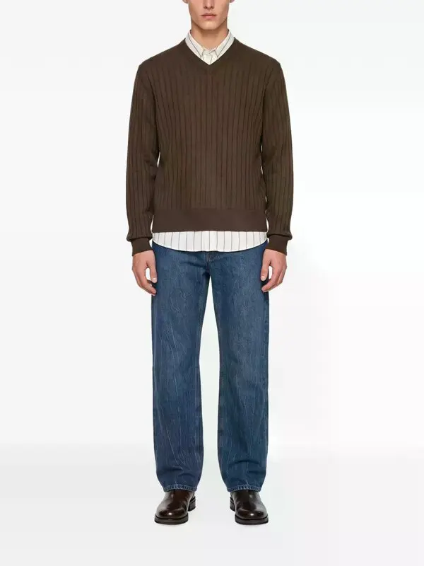 ANOTHER ASPECT Ribbed-knit V-neck Sweater