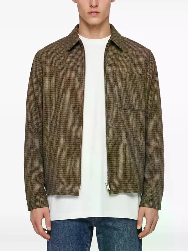 ANOTHER ASPECT Check-pattern Zip-up Overshirt