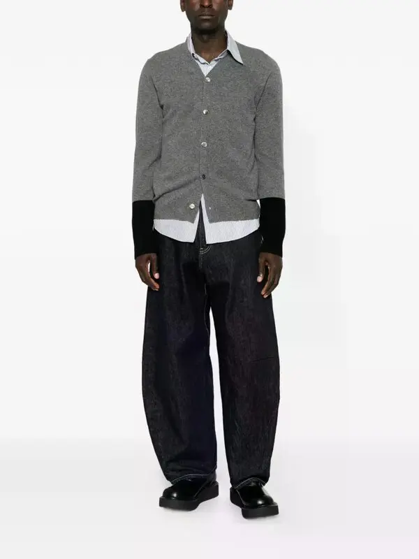 Comme Des Garçons Colour-block Wool Cardigan
