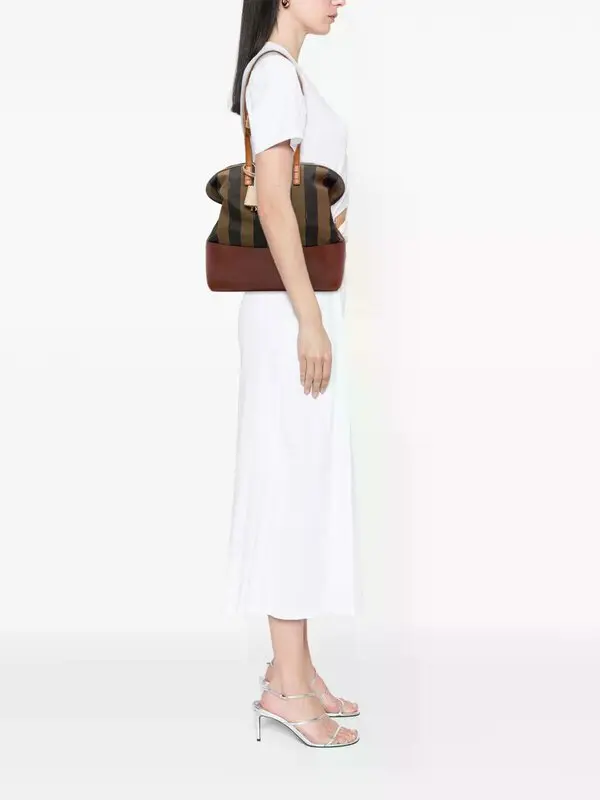 Fendi 2010-2026 Pequin Stripe Canvas 2bag Shoulder Bag