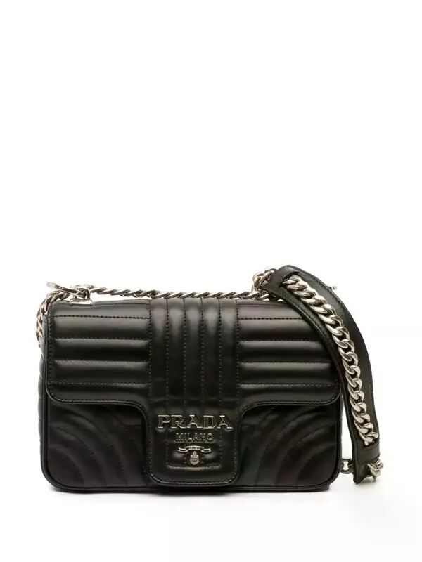 Prada 2010-2026 Mini Soft Calf Impunture Diagramme Crossbody Bag - Black
