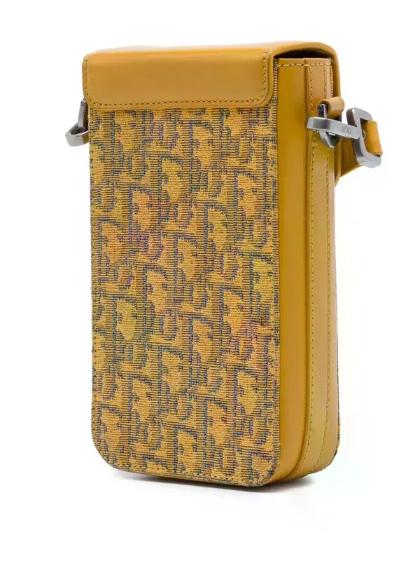 Dior 2021 Oblique Jacquard Lock Phone Holder Crossbody Bag