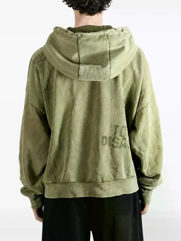 SAITOS Ghost Image Distressed Zip-up Hoodie