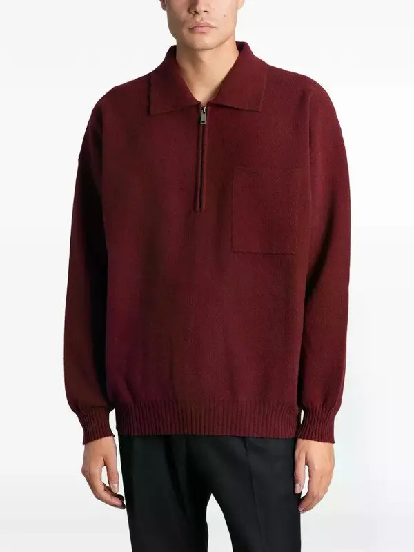 ROBERTO COLLINA Quarter-zip Chest-pocket Polo Shirt - Red