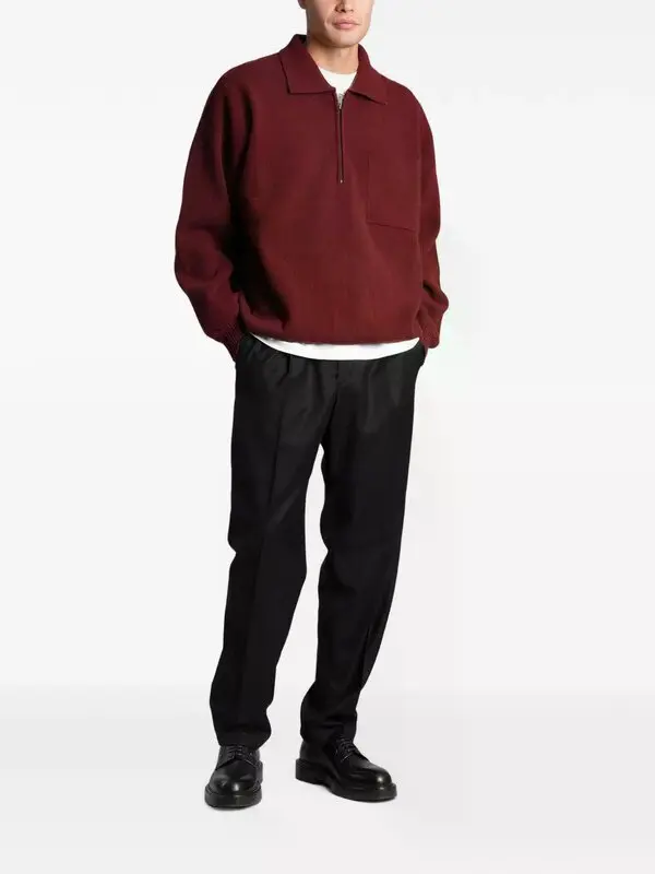 ROBERTO COLLINA Quarter-zip Chest-pocket Polo Shirt - Red