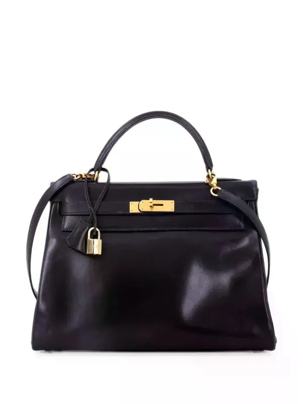 Hermès Kelly Handbag Noir Box Calf With Gold Hardware 32 Satchel