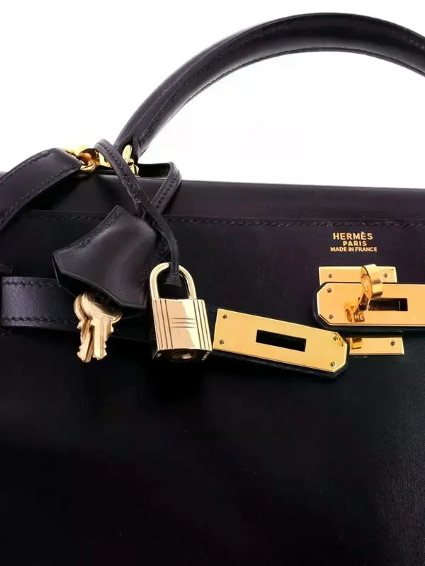 Hermès Kelly Handbag Noir Box Calf With Gold Hardware 32 Satchel