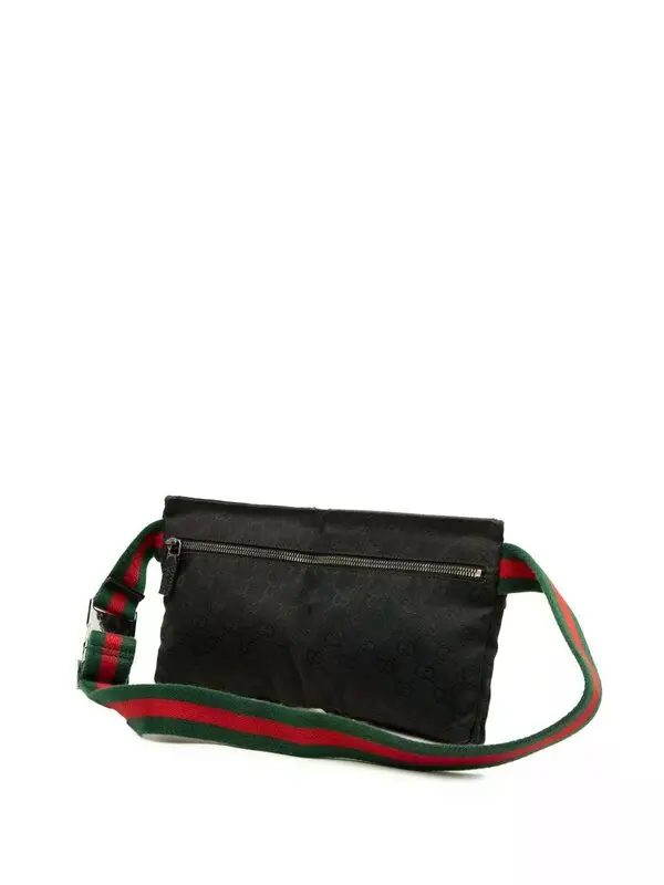 Gucci 2000-2015 Gg Canvas Web Double Pocket Belt Bag - Black
