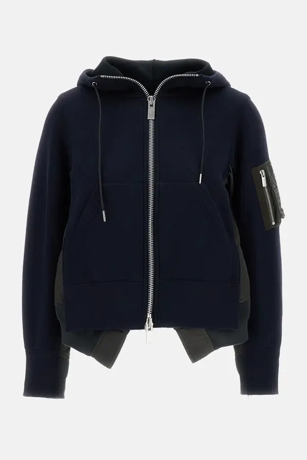 Sacai Sponge Sweat And Nylon Twill Hoodie - Multicolor
