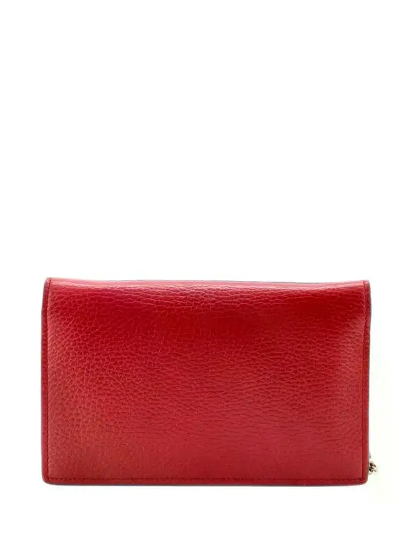 Gucci Interlocking Wallet On Chain Leather Crossbody Bag - Red